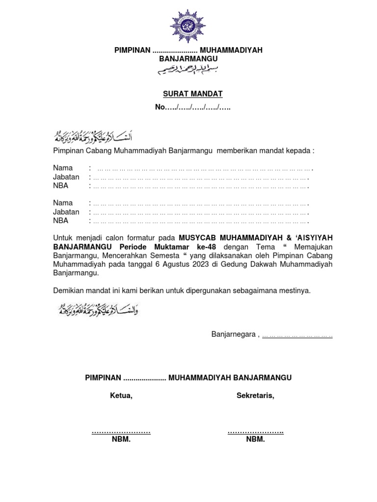 Surat Mandat Muhammadiyah | PDF