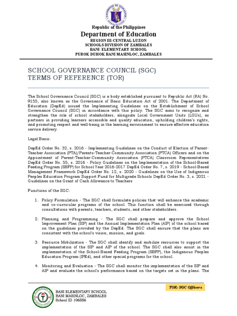 School Governance Council (SGC) | PDF