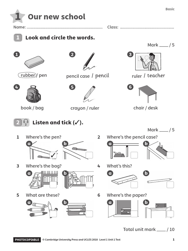 Power Up 1 Test Basic PDF | PDF