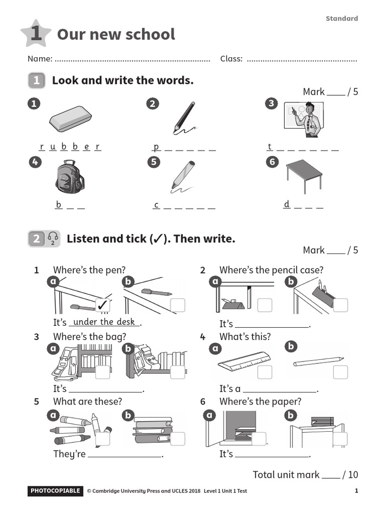 Power Up 1 Test Standard PDF | PDF