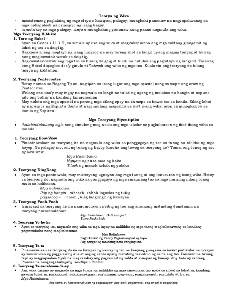 Teorya NG Wika | PDF