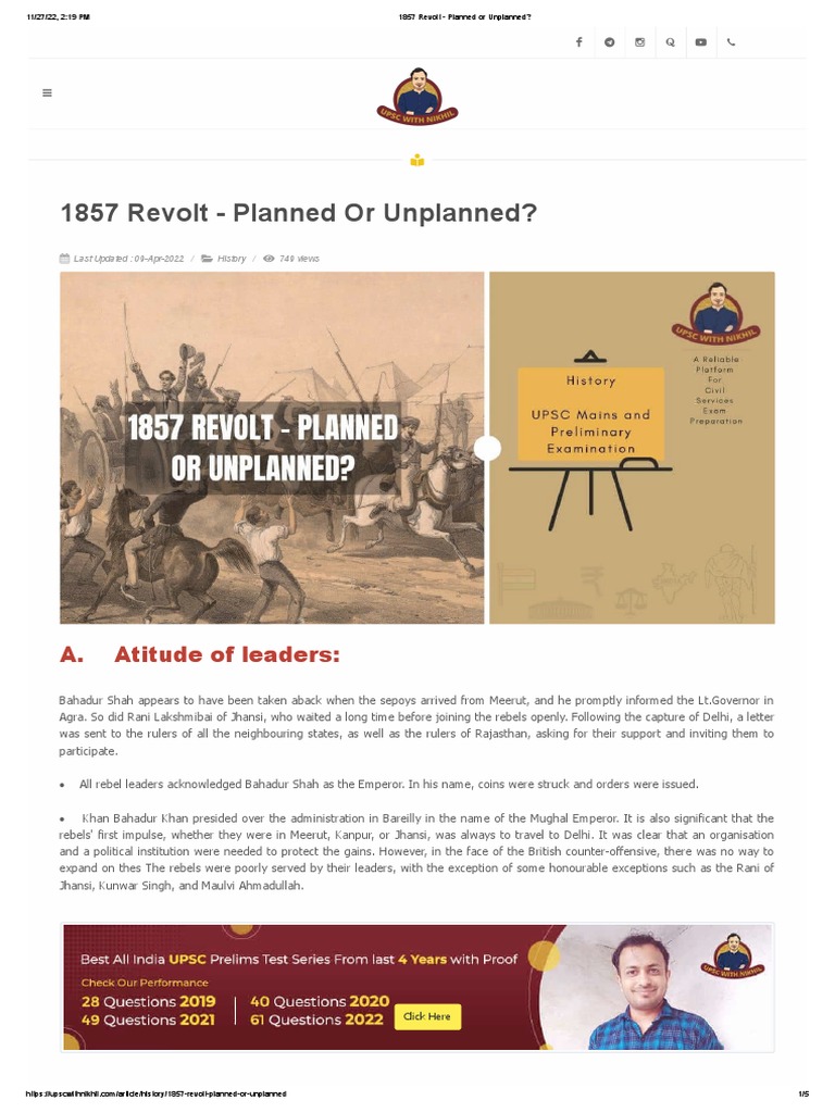 1857 Revolt - Planned or Unplanned | PDF | Indian Rebellion Of 1857 ...