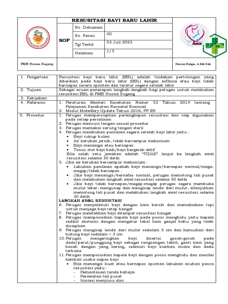 SOP RESUSITASI BBL Baru | PDF