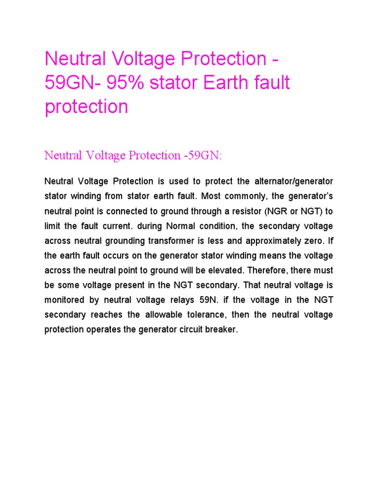 Neutral Voltage Protection - 59GN | PDF