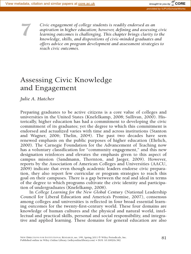 Assessing Civic Knowledge | PDF