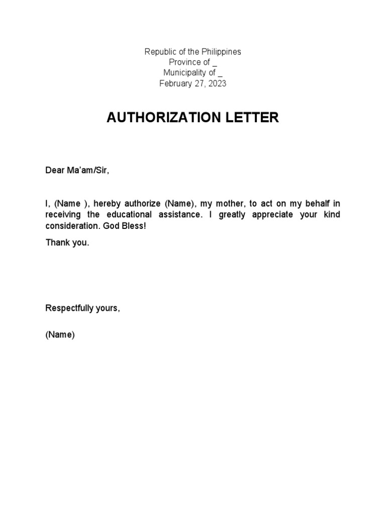 Authorization Letter | PDF