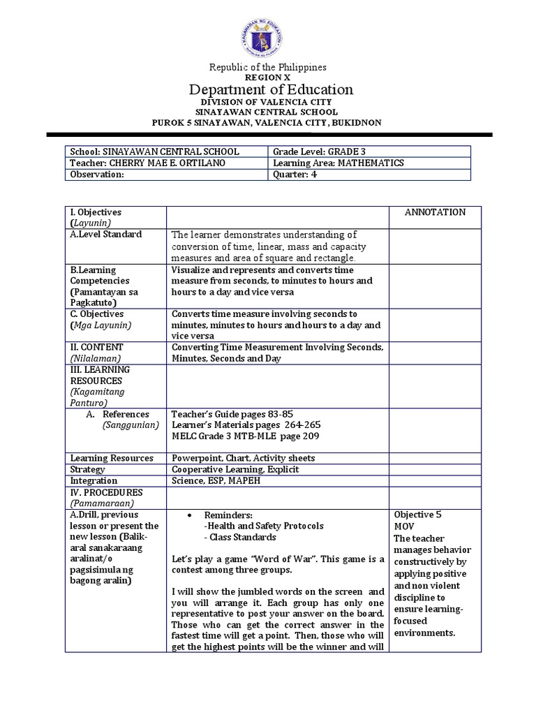 COT-Q4-MATH-CONVERTING TIME | PDF