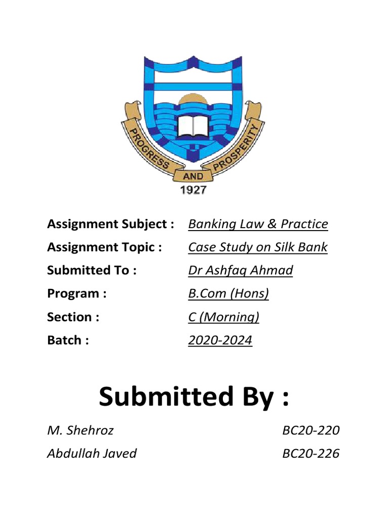 Banking Law Assigment (Silk Bank) | PDF | Banks | Brand