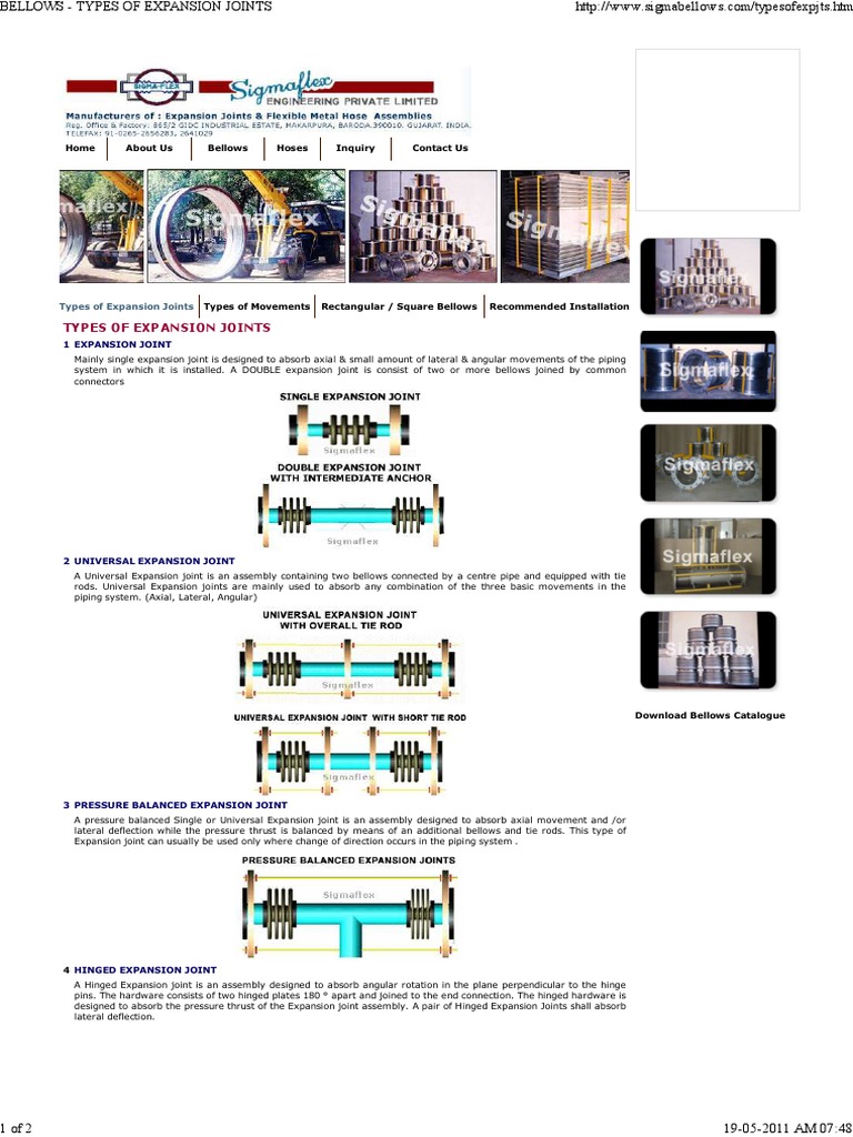 Bellows - Types of Expansion Joints-2 | PDF