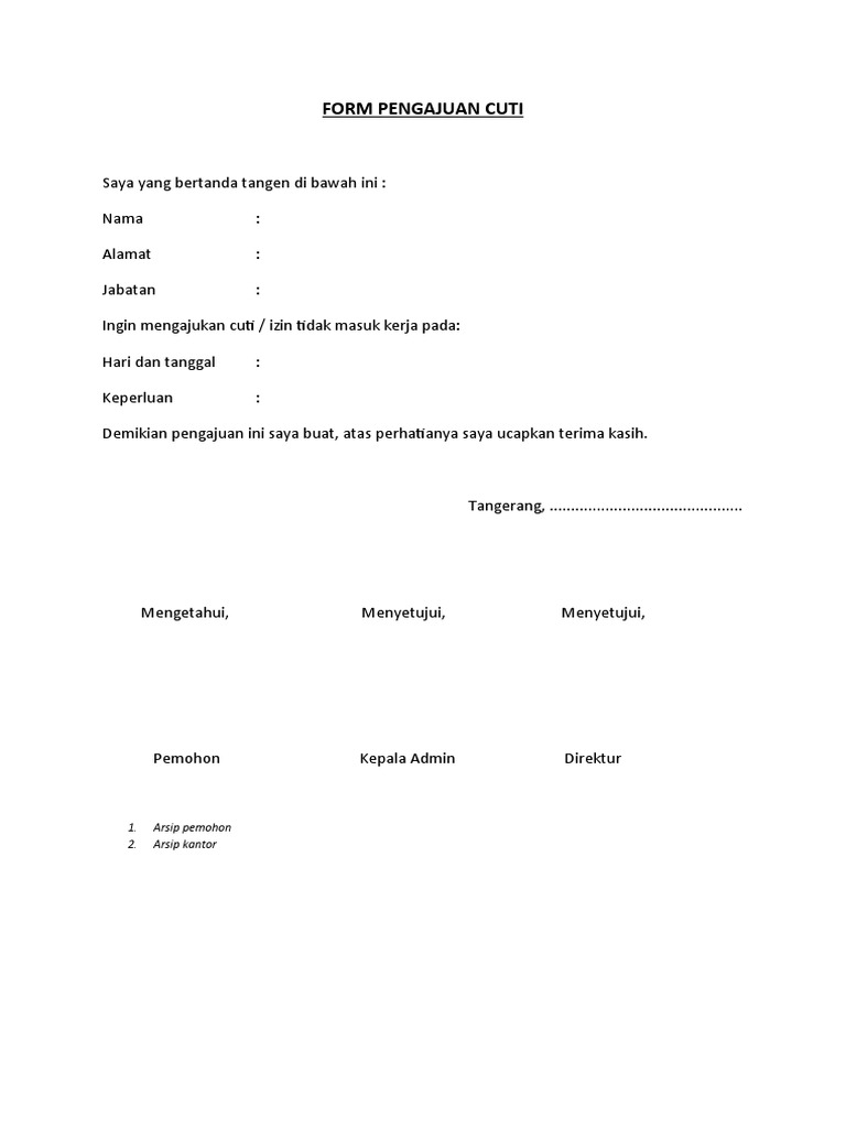 Form Pengajuan Cuti | PDF