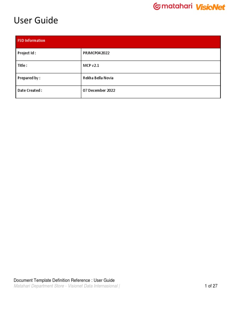 User Guide MCP Application | PDF