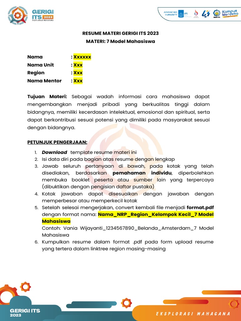 TEMPLATE RESUME 7 MODEL MAHASISWA | PDF