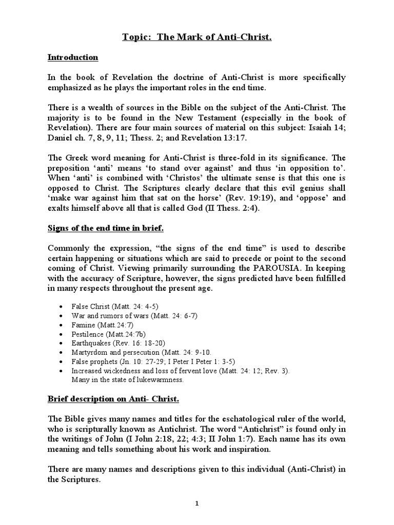 The Mark of Antichrist | PDF | Antichrist | Number Of The Beast