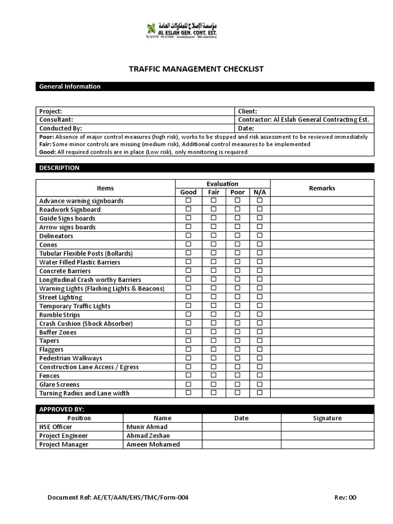 4. TRAFFIC MANAGEMENT CHECKLIST | PDF