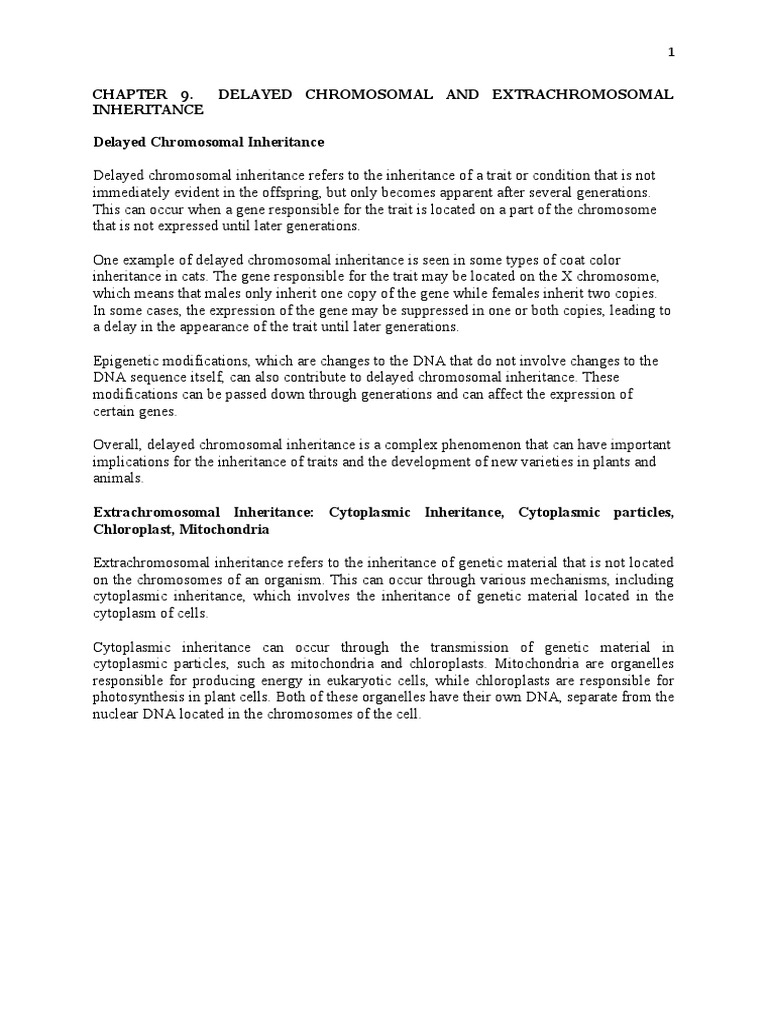 Delayed and Extrachromosomal Inheritance | PDF | Plasmid ...