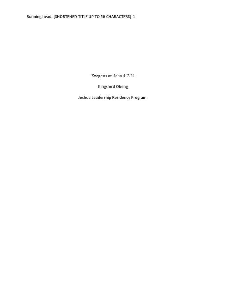 Exegesis On The Gospel of John Chapter 4 | PDF