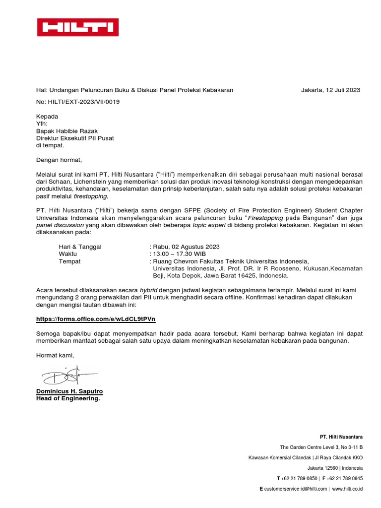 Undangan Peluncuran Buku Firestop & Diskusi Panel Proteksi Kebakaran ...