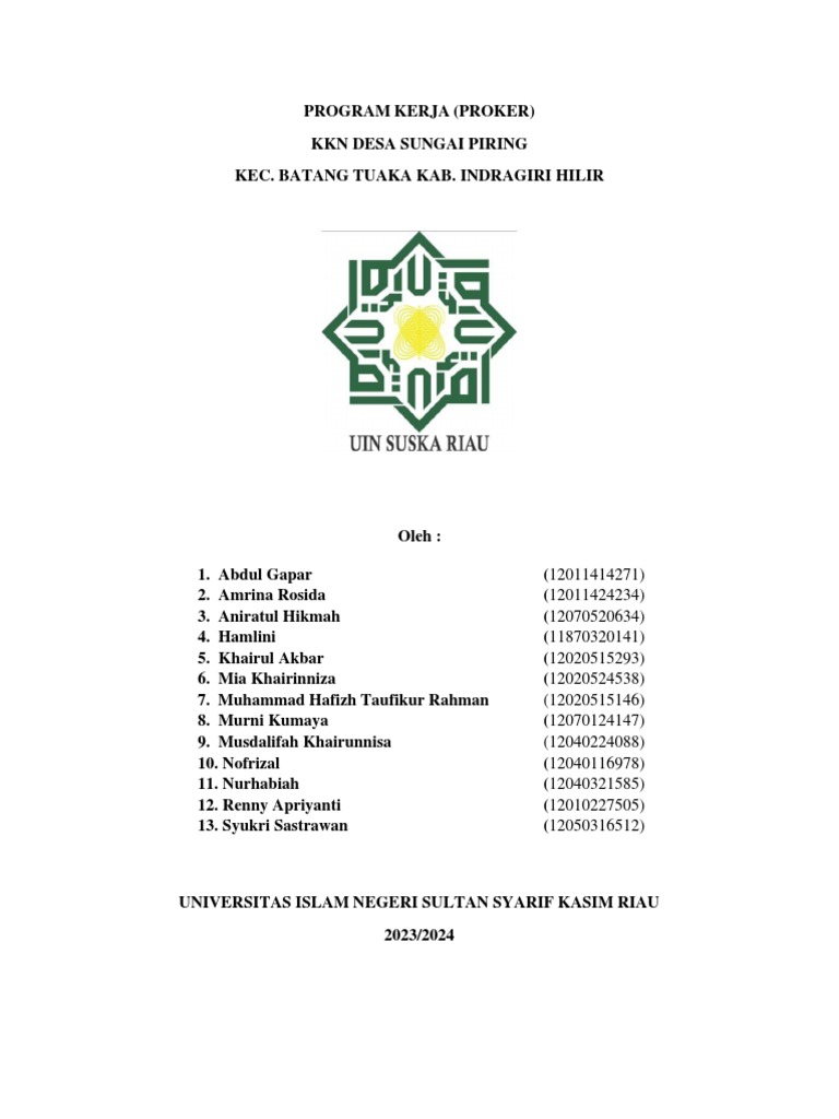Proker KKN Sungai Piring 2023 | PDF