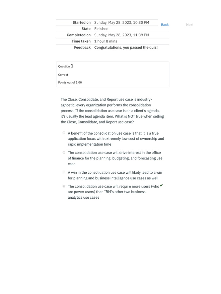 Business Analytics Level 1 Quiz - Attempt Review | PDF | Analytics | Cloud Computing
