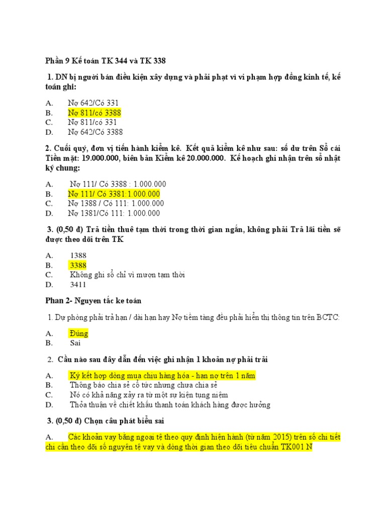 Trắc Nghiệm Ôn Tập Kttc3 | PDF