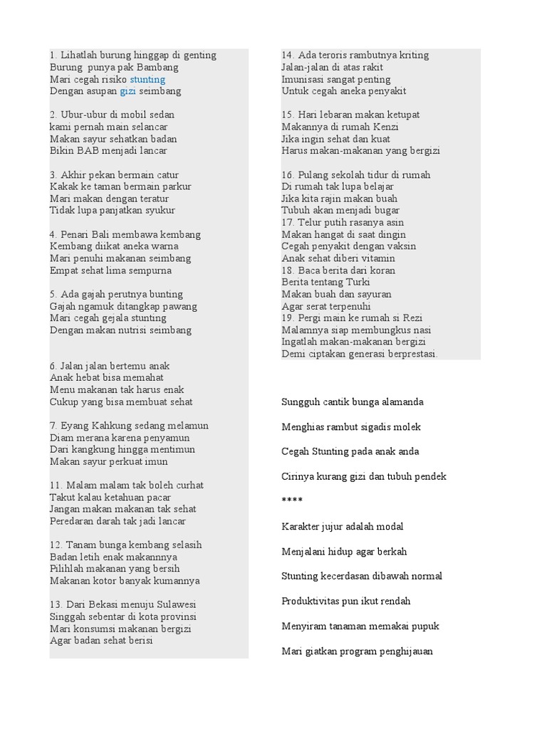 Pantun Stunting | PDF