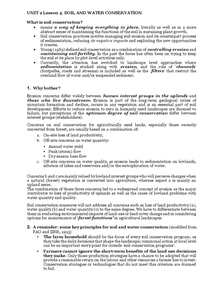 Unit 2 Lesson 4-Soil and Water Conservation | PDF