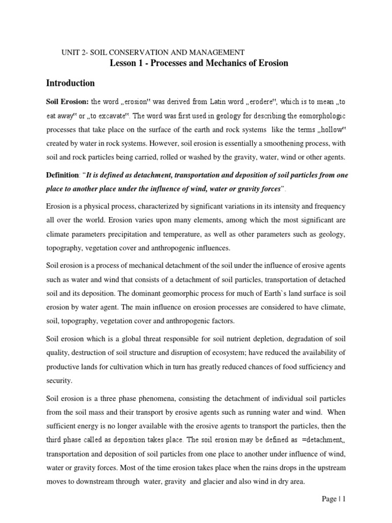 Unit 2 LESSON 1-3 SOIL CONSERVATION AND MANAGEMENT | PDF