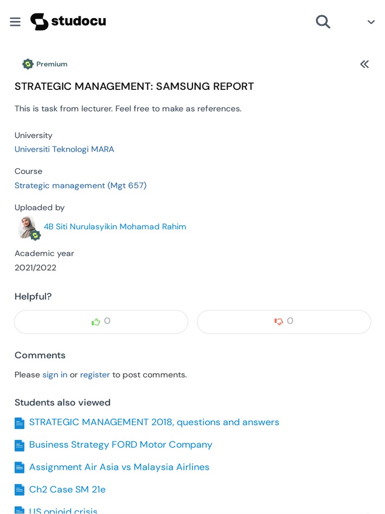 Strategic Management Samsung Report | PDF