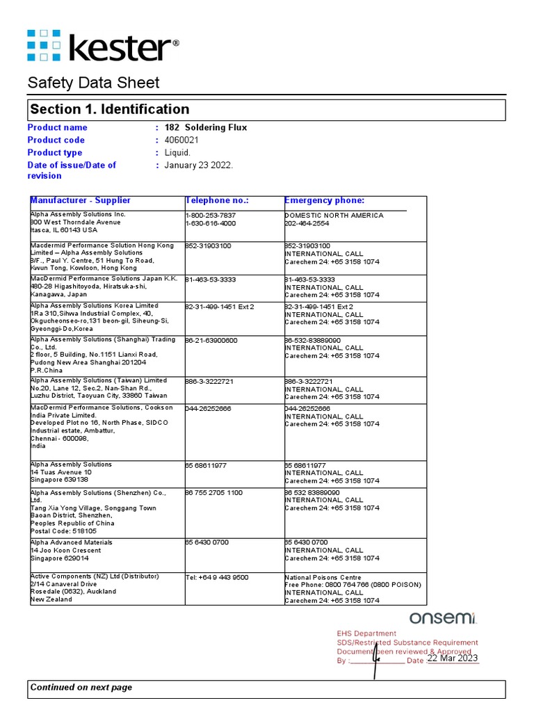 4060021_kester Sds Ghs Un_english (Us)_approve | PDF