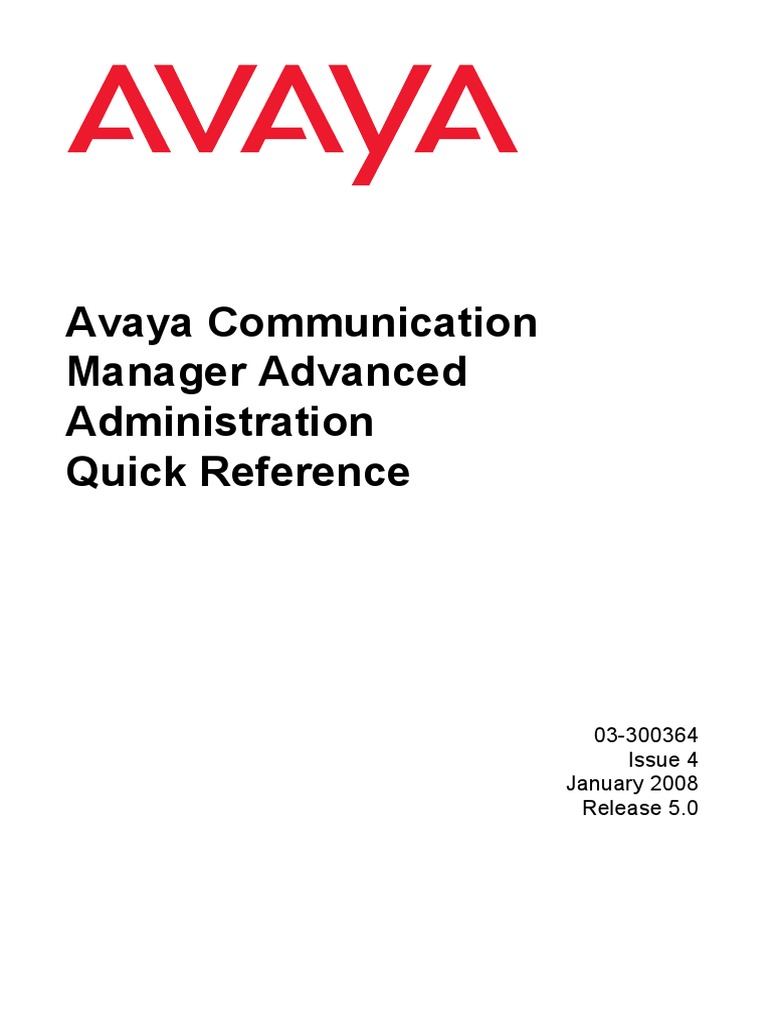 Avaya Communication Manager Advanced Admin Quick Reference | PDF