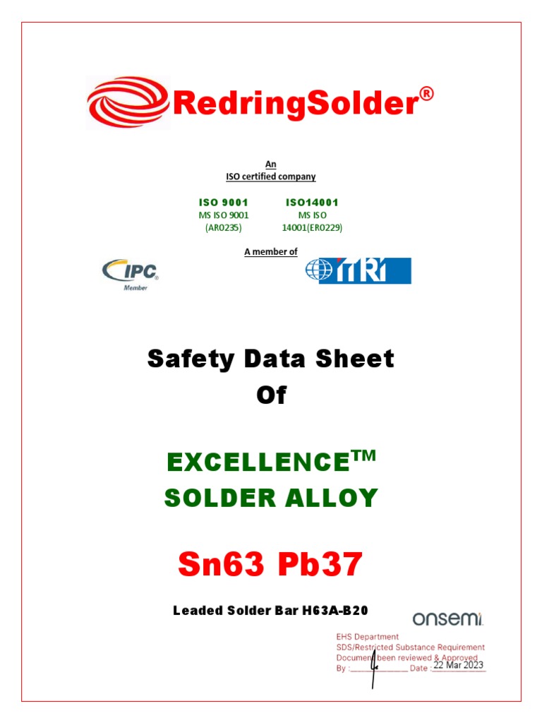 Sds Sn63pb37 v04 r2 - Approve | PDF