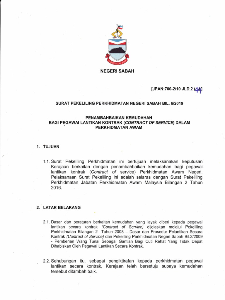 Surat Pekeliling Perkhidmatan Negeri Sabah Bil.6/20 (9 | PDF