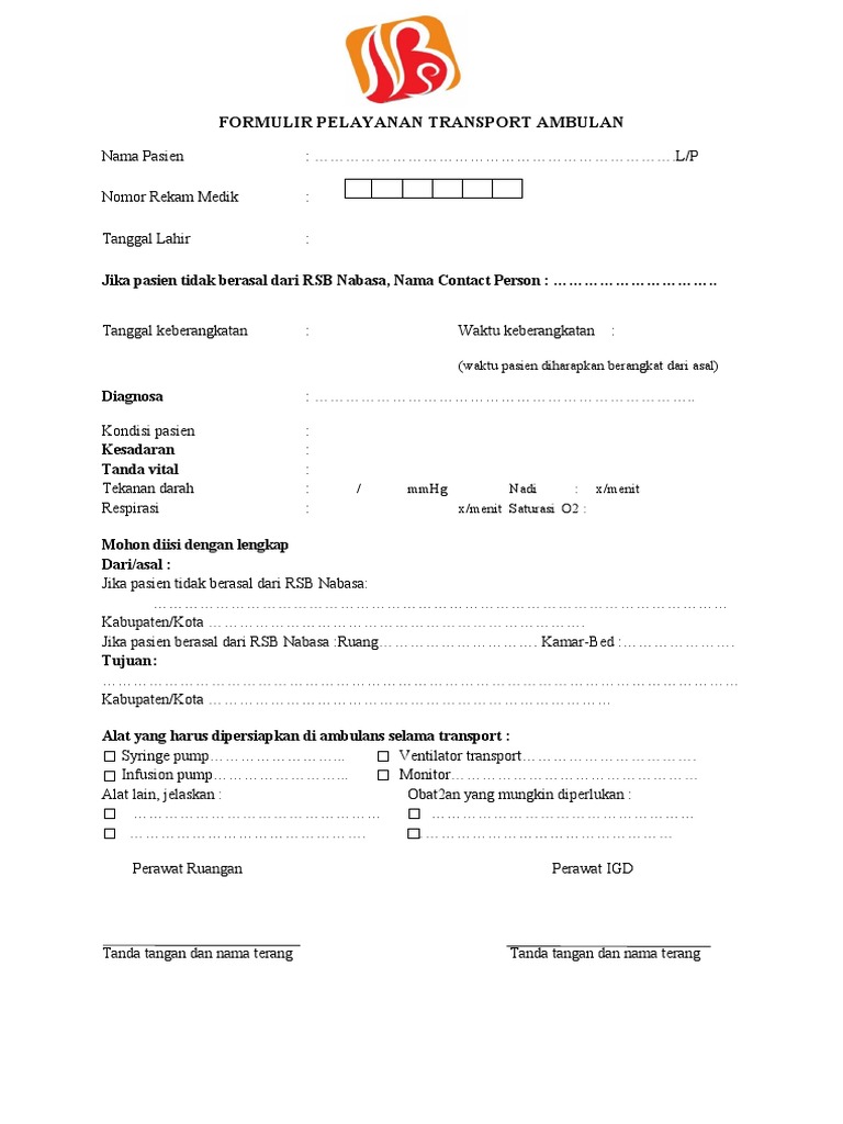 Form Layanan Ambulan | PDF