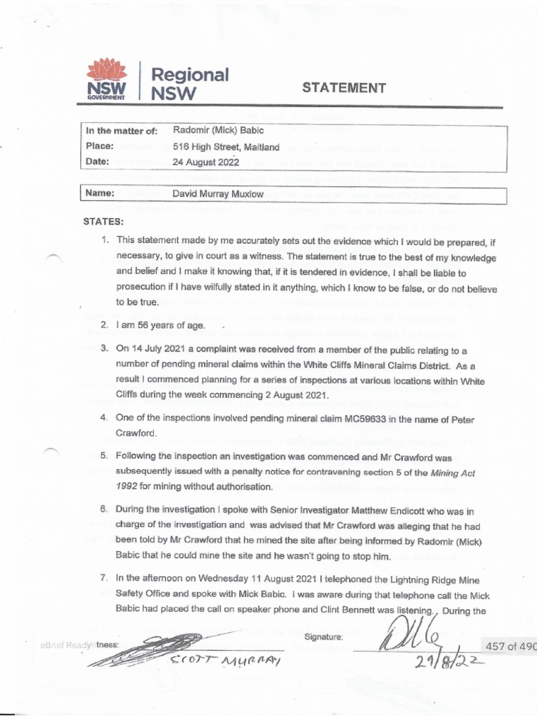 Muxlow Statement | PDF