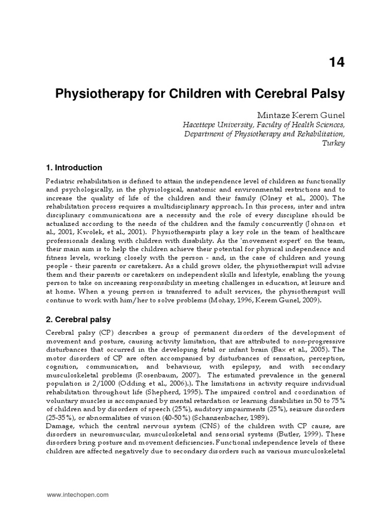 Intech-Physiotherapy For Children With Cerebral Palsy | PDF ...