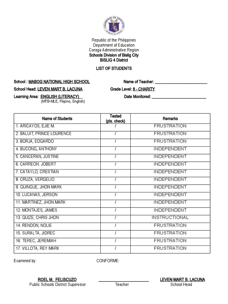 M E Tool LRP Implementation Annex A Literacy 1 | PDF | Learning Methods | Philippines