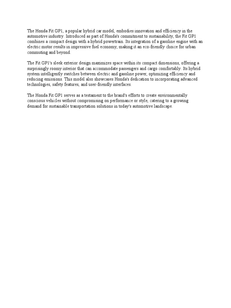 The Honda Fit GP1 | PDF