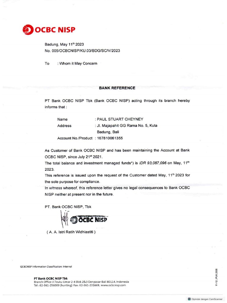 OCBC Bank Reference | PDF