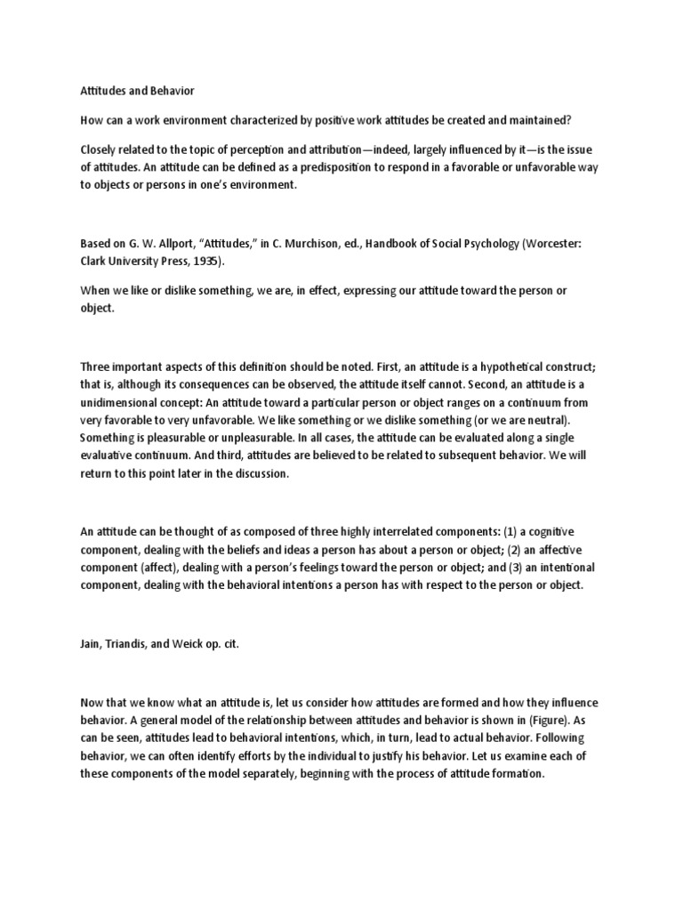 Attitudes in OB | PDF | Attitude (Psychology) | Intention