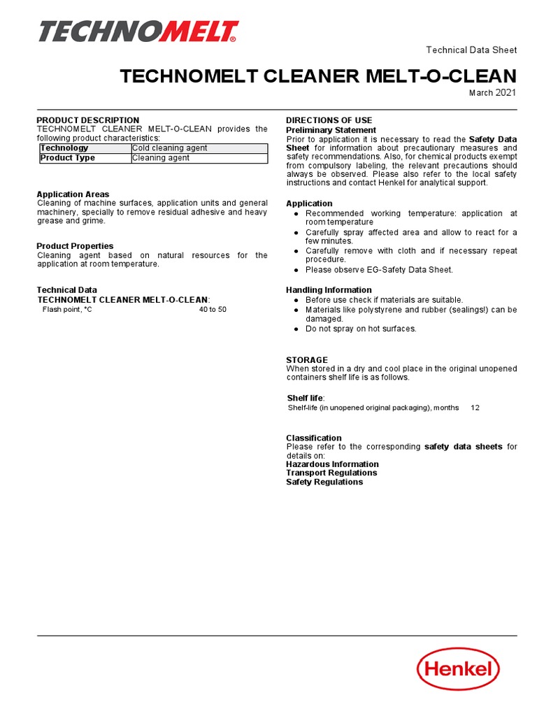 Technomelt Cleaner Melt o Clean en | PDF