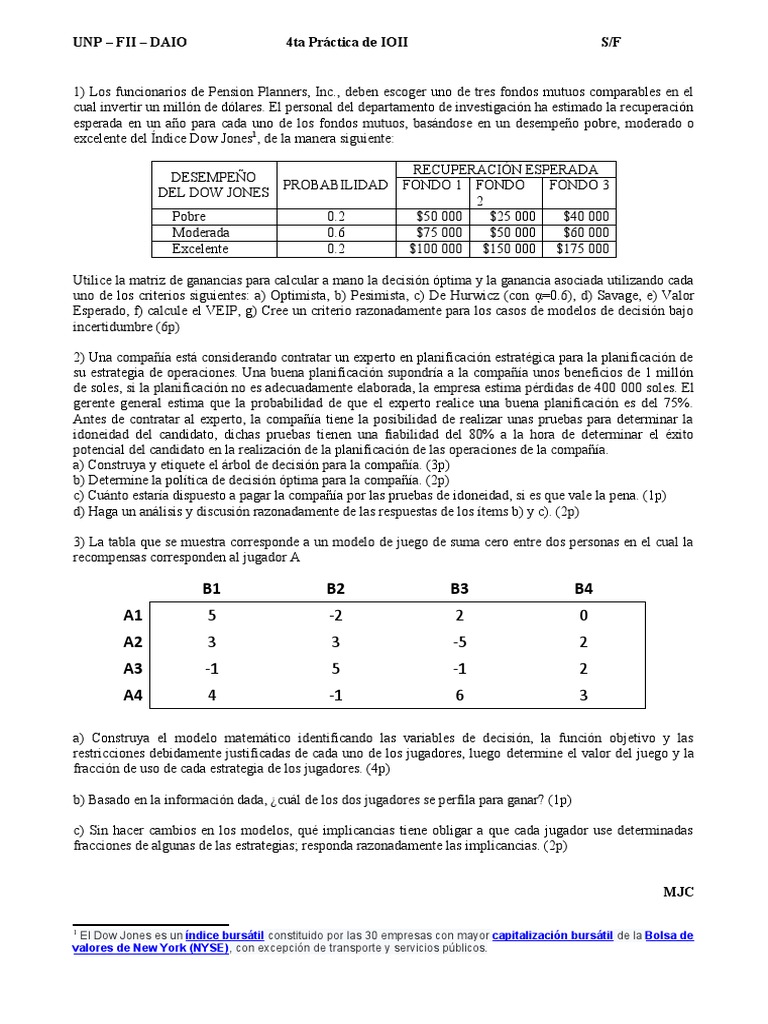 4ta Práctica Calificada de Ioii | PDF | Bolsa