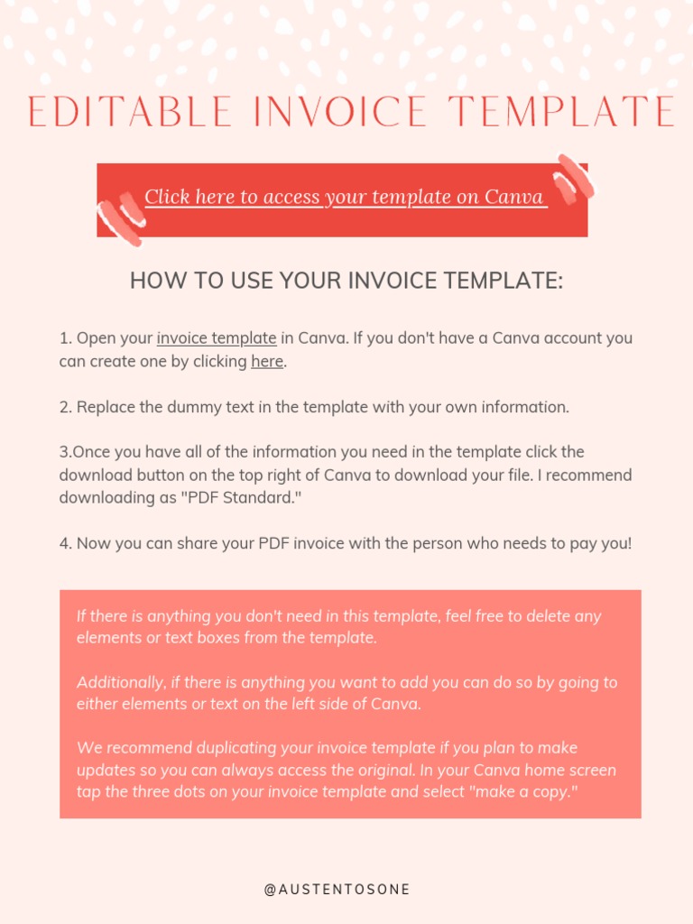 Cotton Candy Invoice Template Instructions | PDF