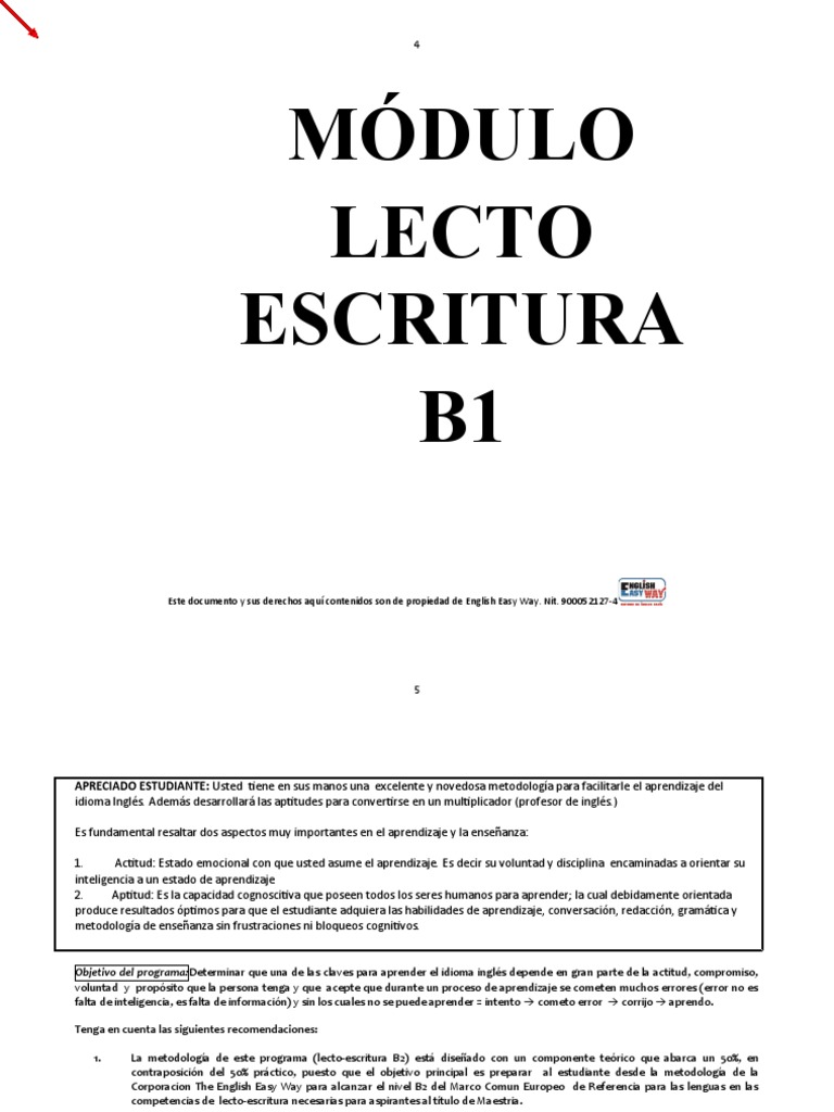 Capacitacion Lectura y Escritura B1 - Modulo | PDF