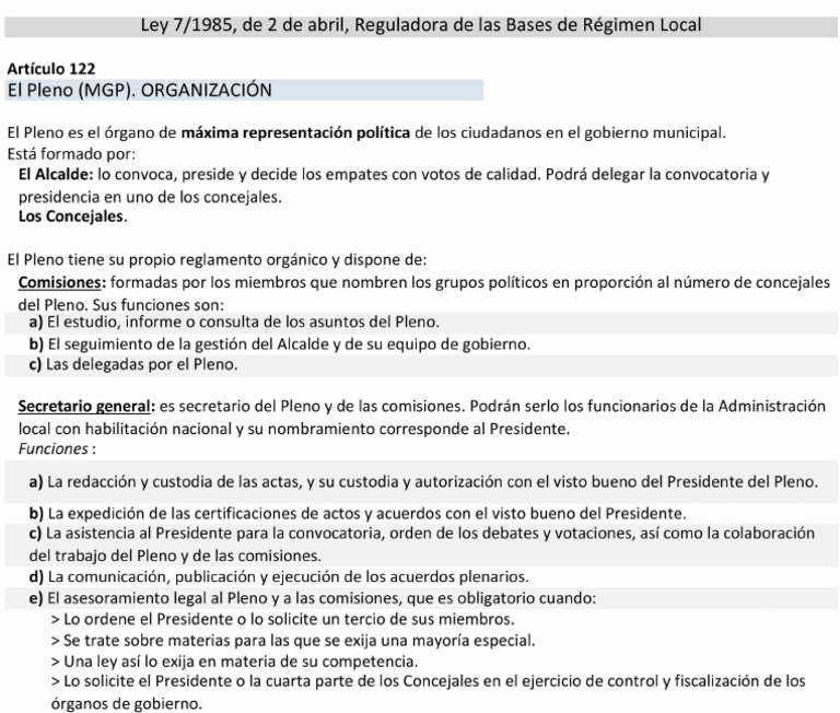 Ley 7-1985 de Régimen Local | PDF