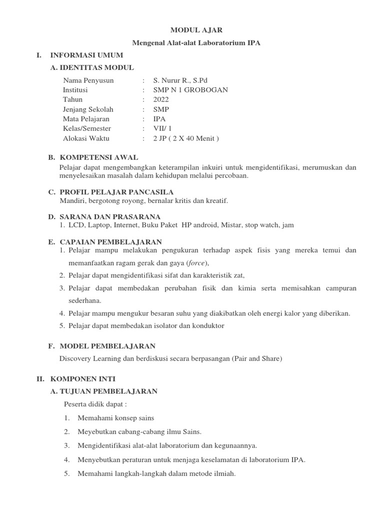 Mudul Ajar IPA | PDF | Karier & Perkembangan | Kajian Bahasa Asing