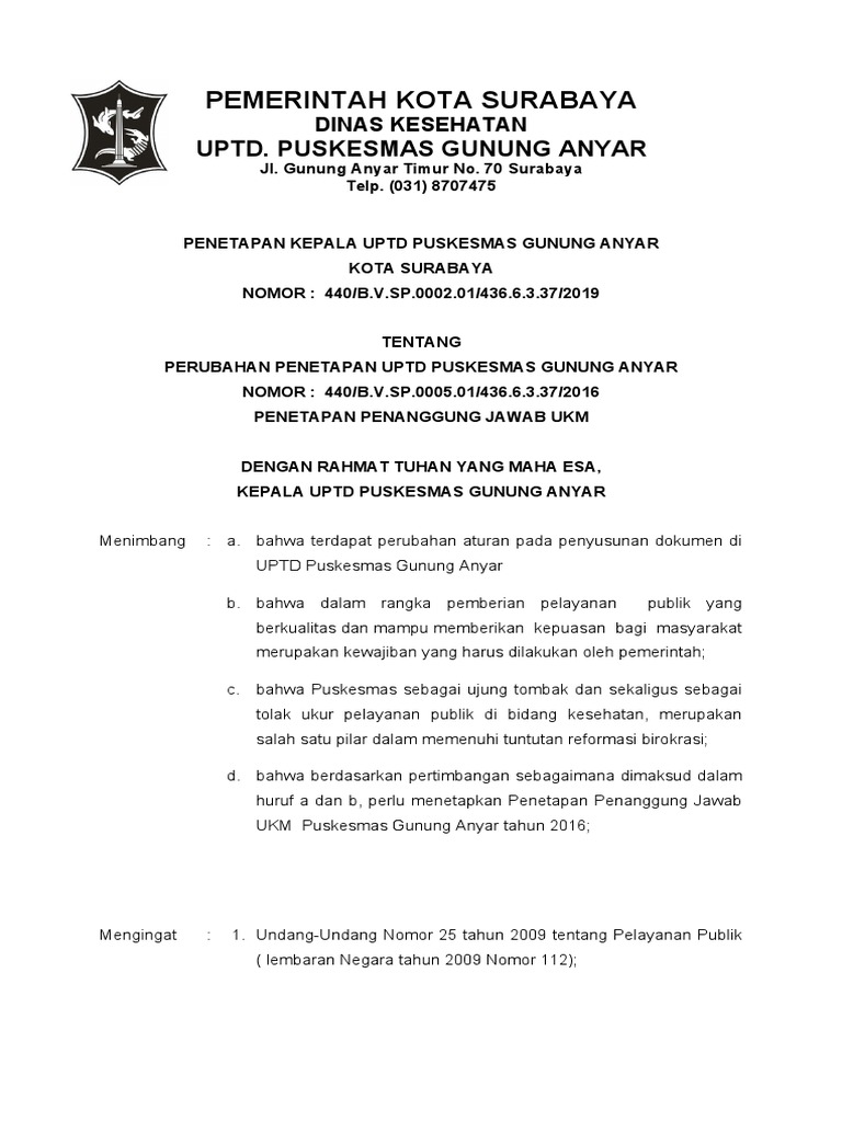 5.1.1.2 SP Penetapan Penanggung Jawab Ukm | PDF