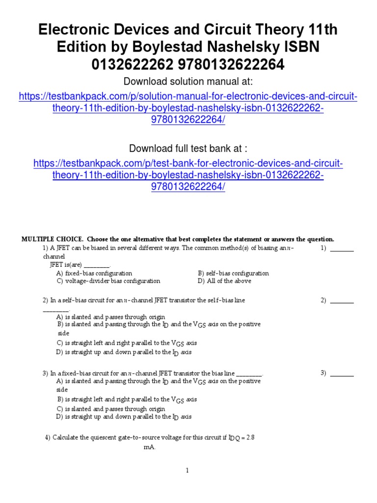 Boylestad 11th Edition Solutions Guide | PDF | Field Effect Transistor ...