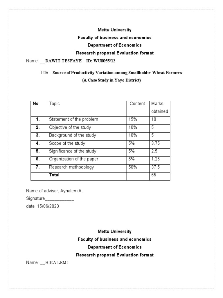 Bayush Proposal Evaluation | PDF | Economies | Food And Drink
