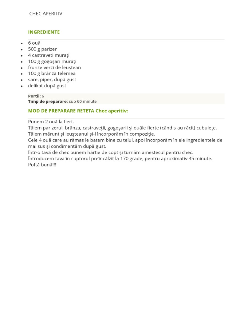 CHEC APERITIV | PDF