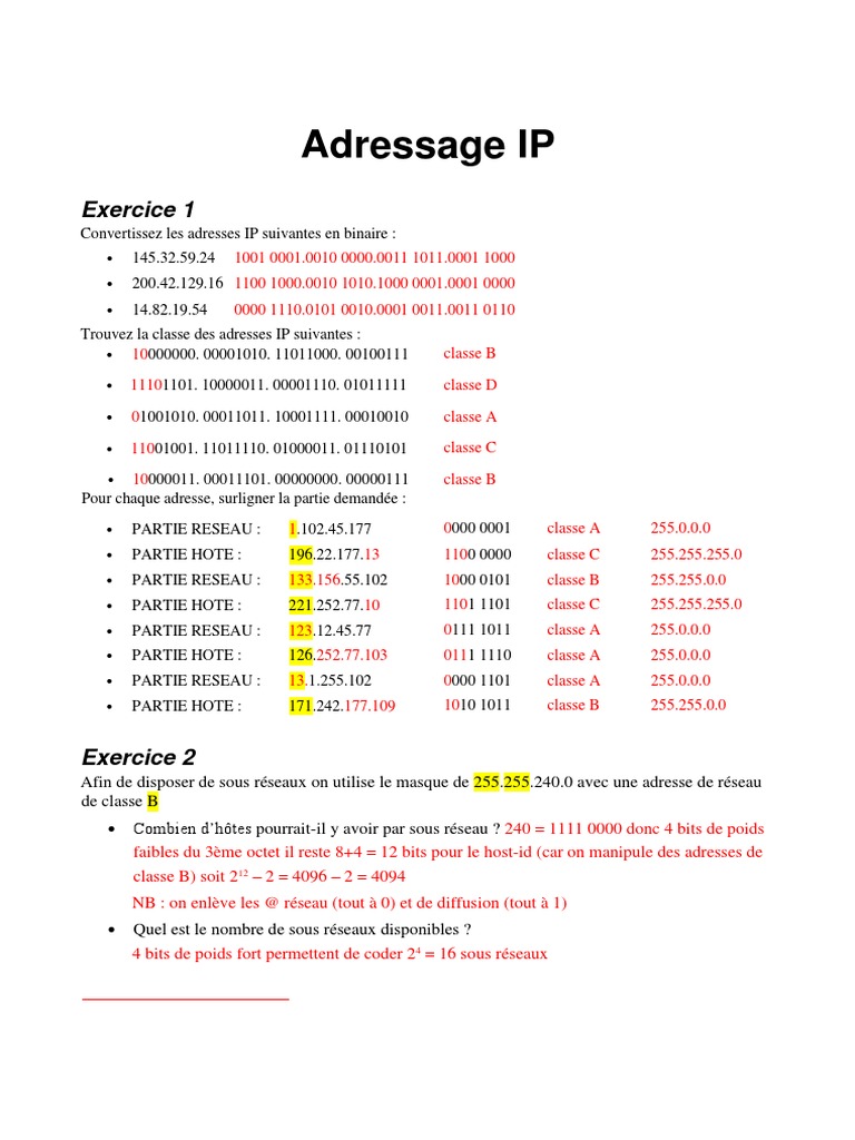 TD 2 Adressage - IP - Corr | Download Free PDF | Architecture (Informatique) | Protocoles Internet